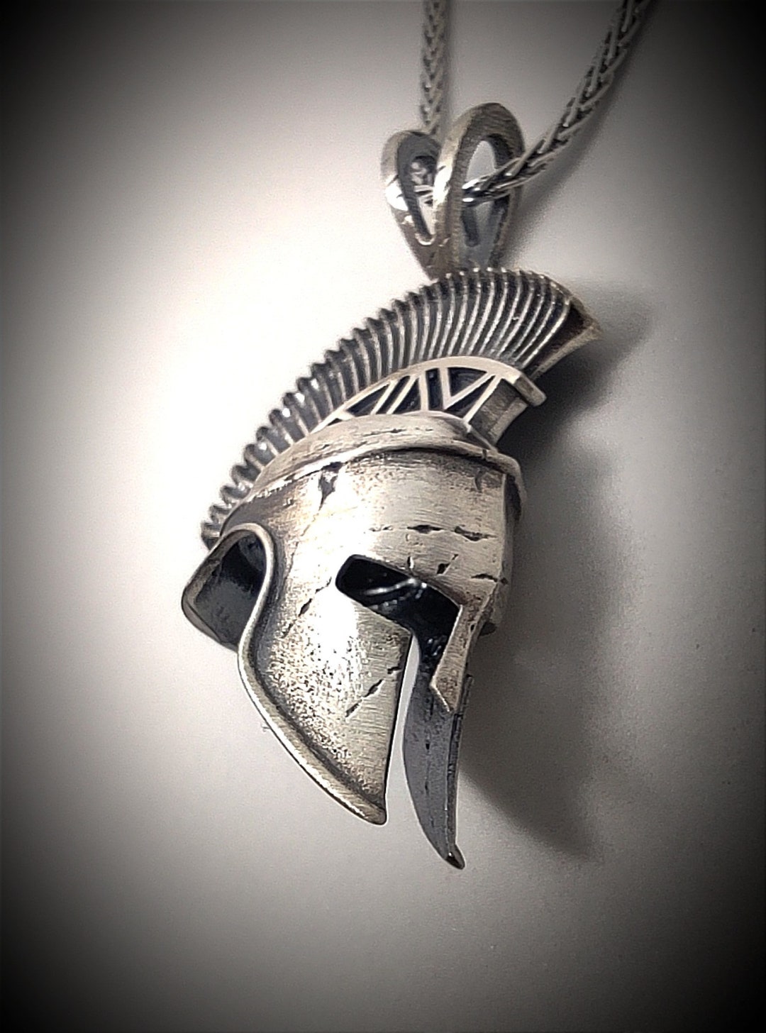 Spartan Head Silver Handmade Pendant, Spartan Helmet Pendant, Spartan ...