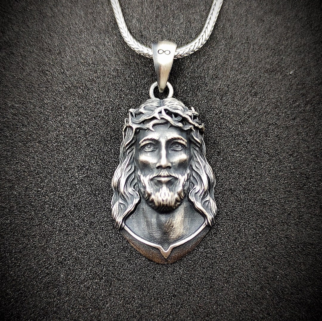 Jesus Silver Pendant, Religious Jewelry, Large Jesus Head Necklaces ...