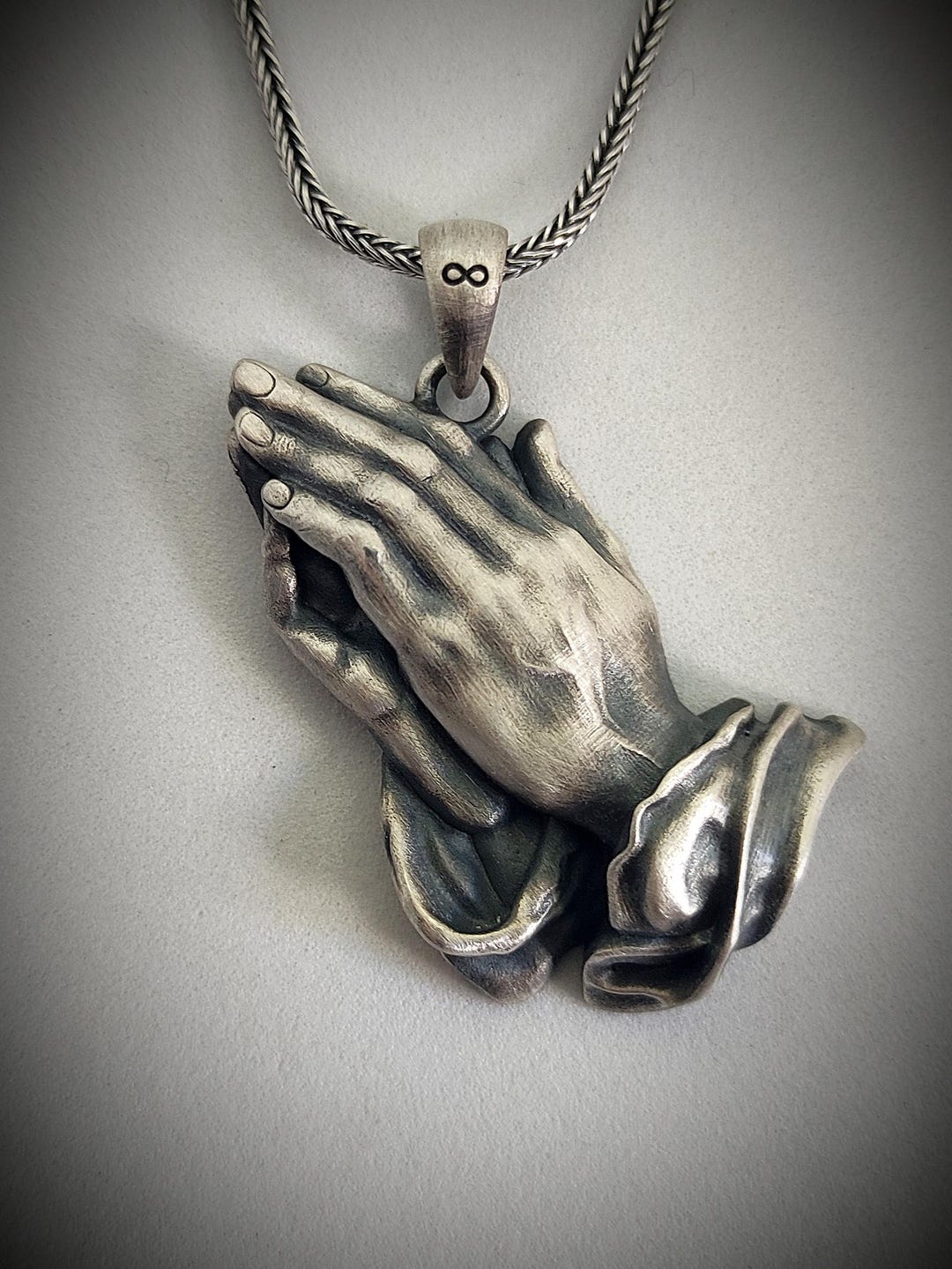 Praying Hands Silver Handmade Pendant Necklace, Religious and Artistic ...