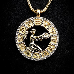 Gold-plated Virgo Zodiac Pendant Necklace – Elegant Astrology Jewelry ...