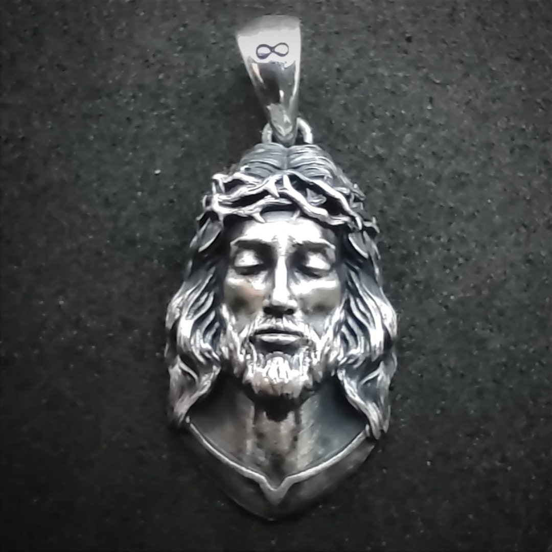 Handmade Oxidized Sterling Silver Small Jesus Pendant, Religious Charm ...
