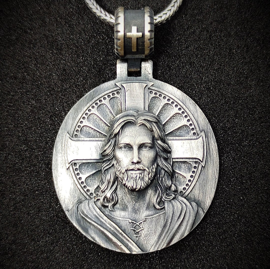 Jesus Silver Cross Pendant , Silver Christian Accessory, Crucifix ...