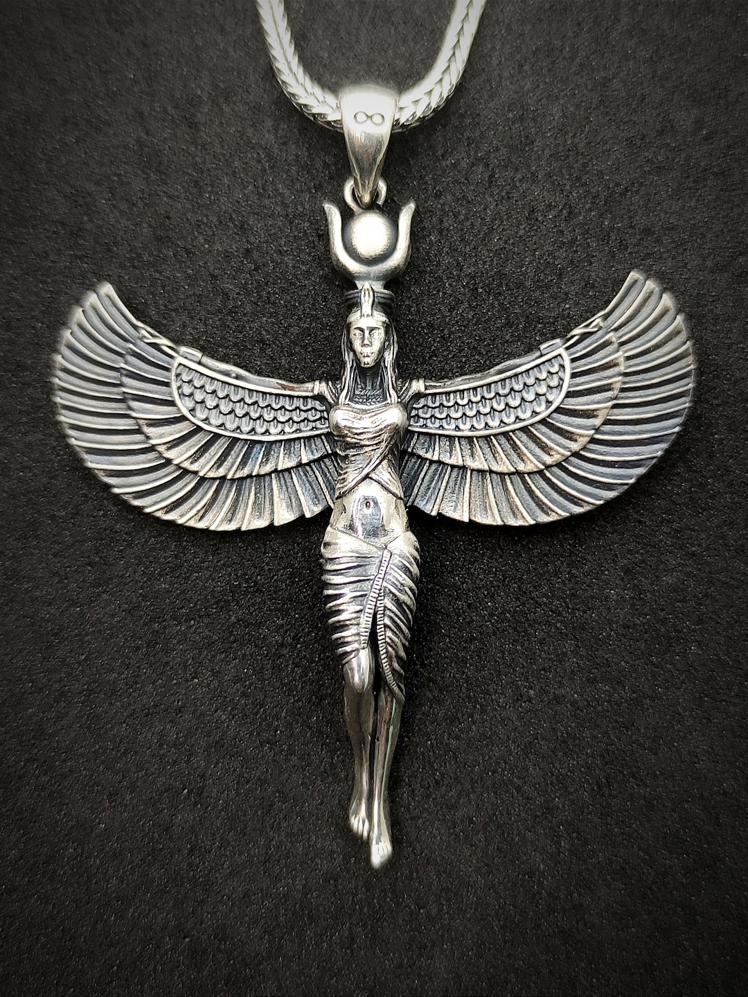 Winged Isis Goddess Handmade Necklace: Sterling Silver Amulet for ...