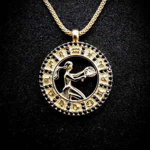 Gold-plated Virgo Zodiac Pendant Necklace – Elegant Astrology Jewelry ...