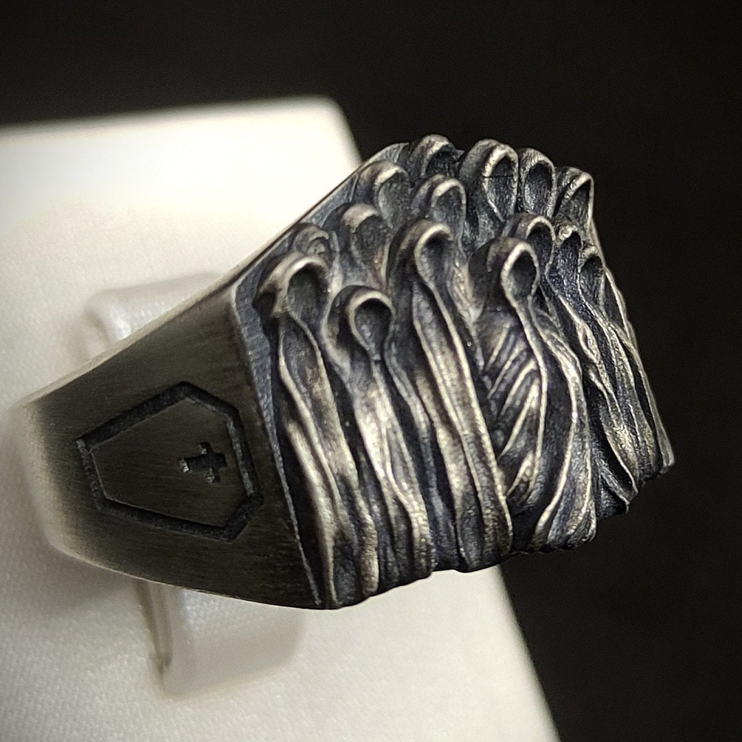 Creepy Silver Ghost Ring, Dark Gothic Horror Jewelry, Ring for ...