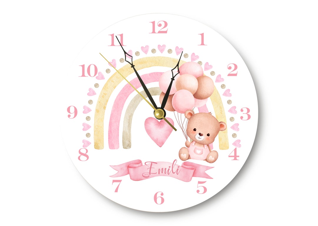 Baby Wall Clock Teddy Bear Wall Clock With Personalized - Etsy