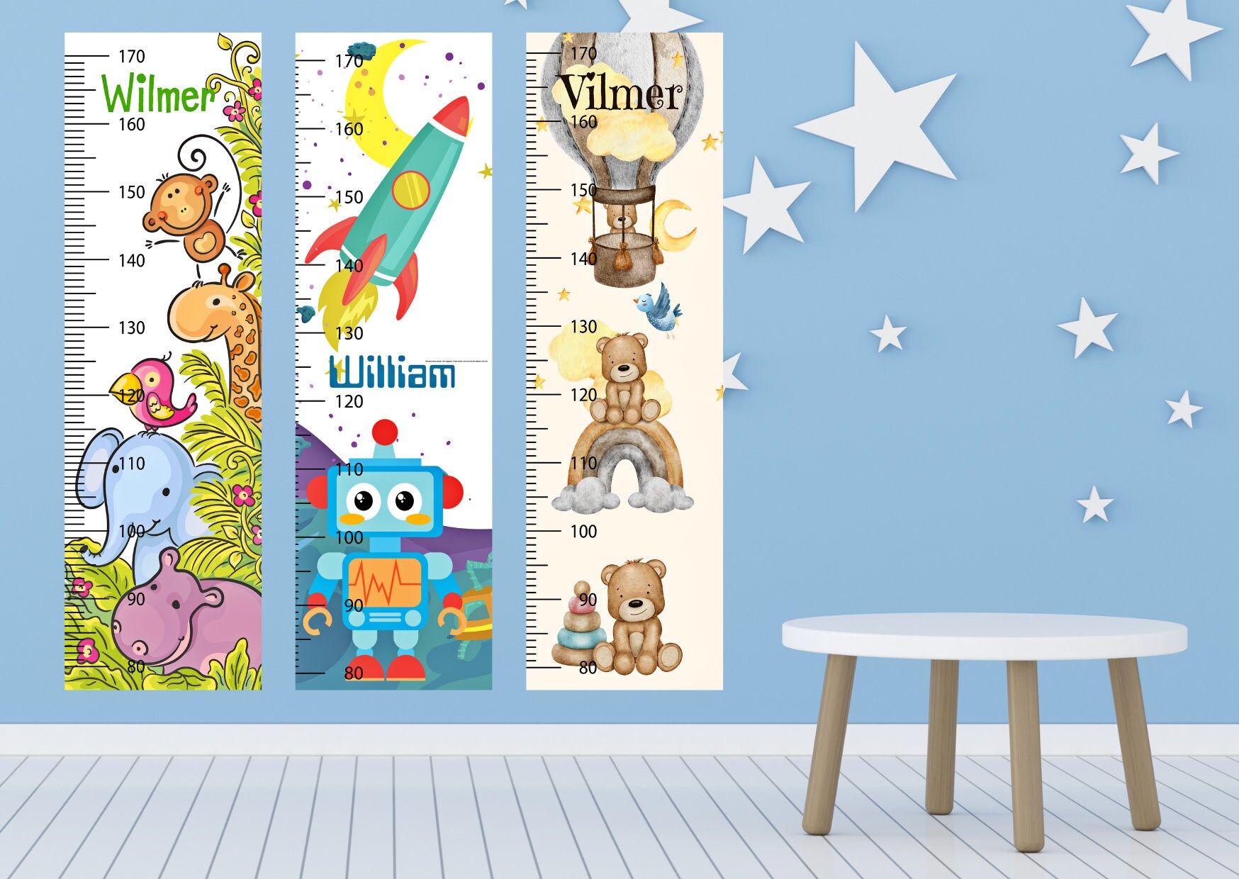 Personalized Growth Chart Sticker, Robot Pattern, Nursery Growth Chart ...