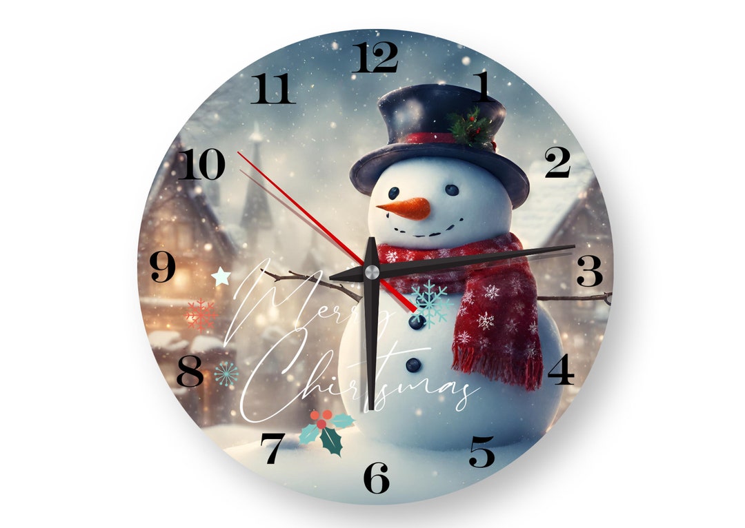 Snowman Wall Clock, Extra Large Vintage Christmas Wall Clock, Unique ...