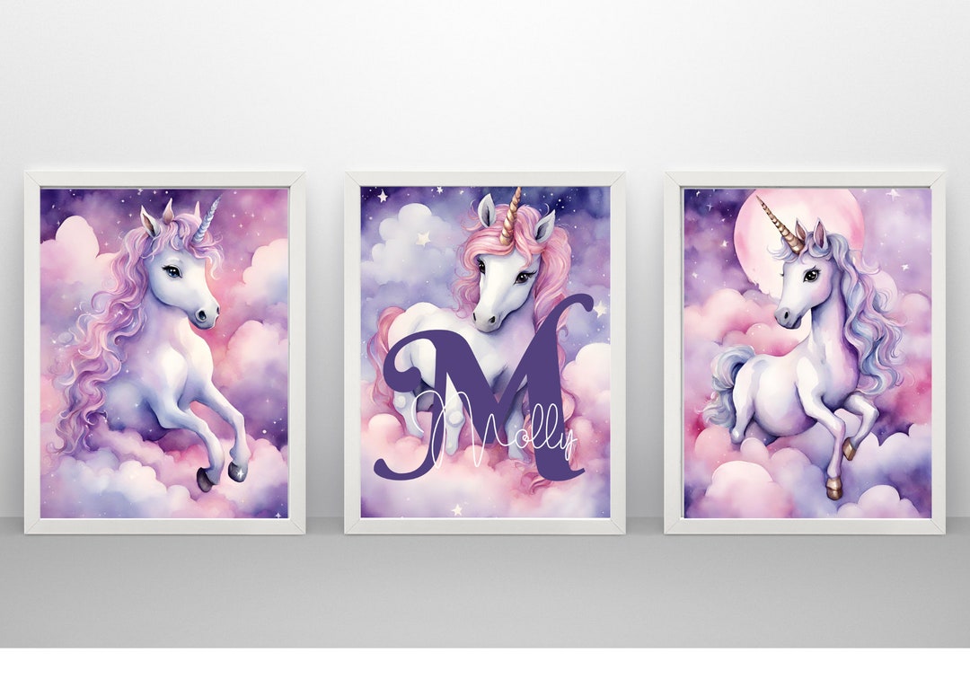 Unicorn Print Wall Art Set / 3 Poster Wall Art / Magical Unicorn Wall ...