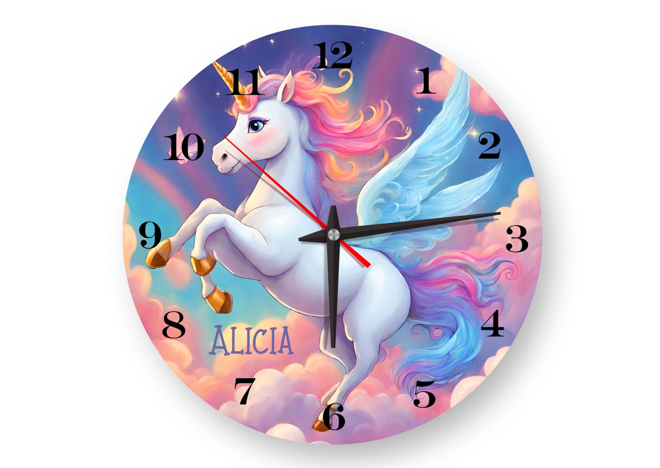 Unicorn Wall Clock/ Girls Wall Clock / Customizable / Wooden Wall Clock ...
