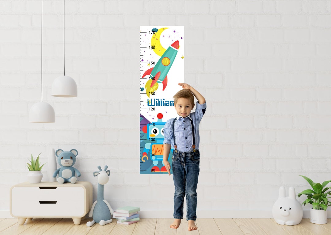 Personalized Growth Chart Sticker, Robot Pattern, Nursery Growth Chart ...
