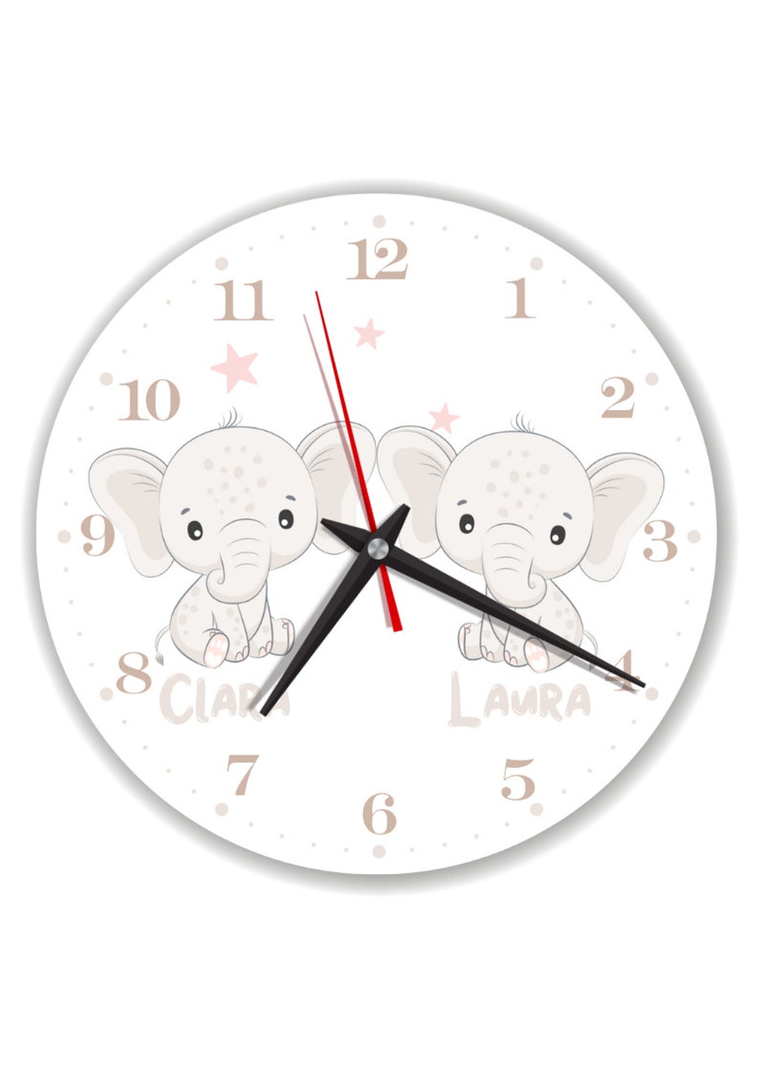 Twins Wall Clock, Elephant Twins Wall Clock, Twins Gift, Twin Baby Gift ...