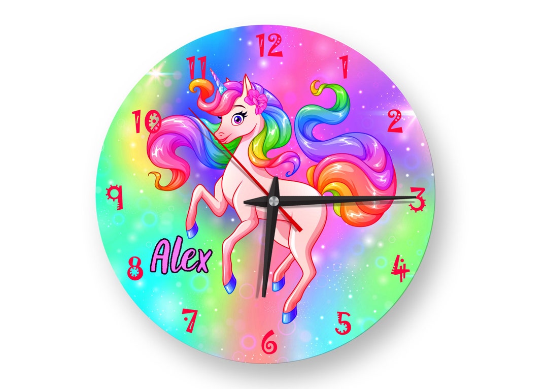 Oversized Girl's Unicorn Wall Clock, Personalized Children's Wall Clock ...