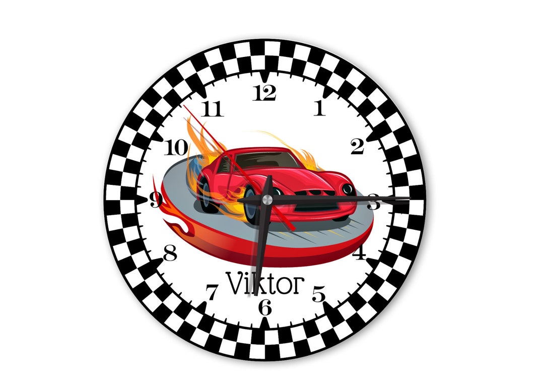 Car Racing Wall Clock Kids Wall Clock, Silent Wall Clock Personalized ...