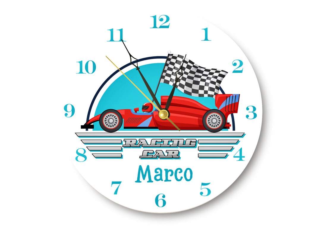 Little Racing Champion Wooden Wall Clock Gift for Kids, Oversized and ...