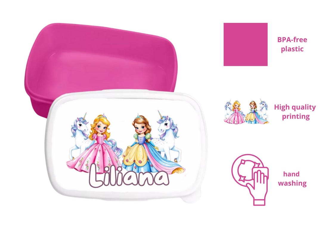 Personalised Lunch Box - Girls Lunch Box - Princess Pattern Lunch Box ...