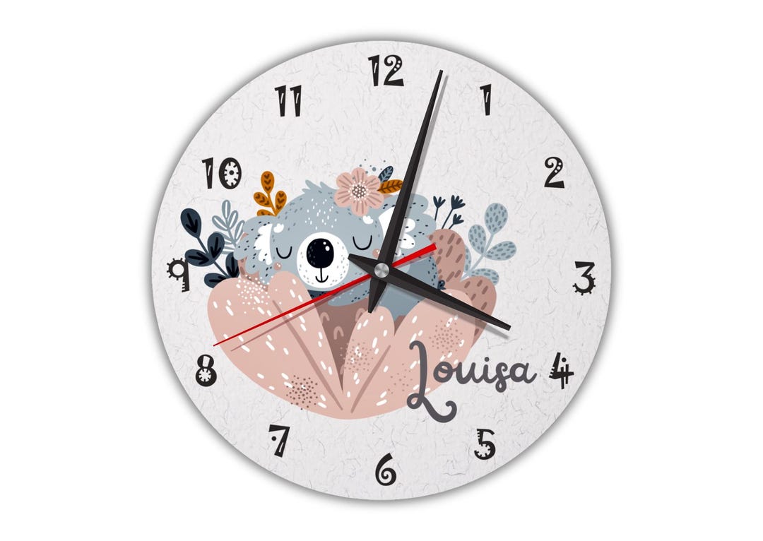 Personalized Koala Wall Clock – Christmas Gift for Kids – Silent ...