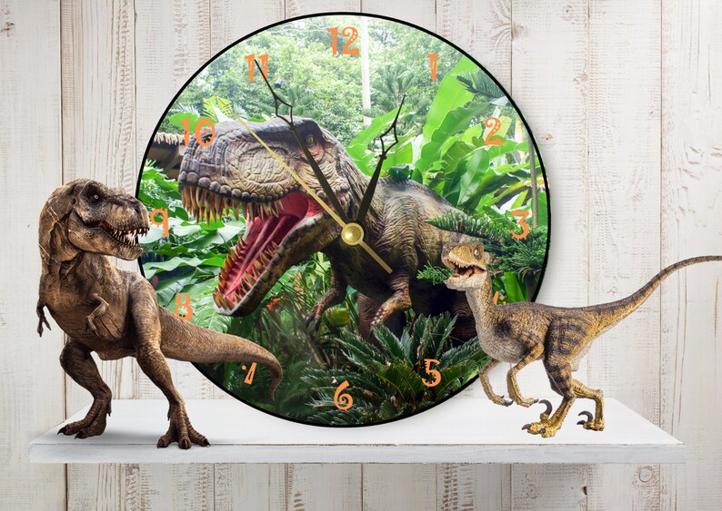 T-rex Dinosaur Wall Clock Gift for Kids, Wooden Wall Clock Personalized ...