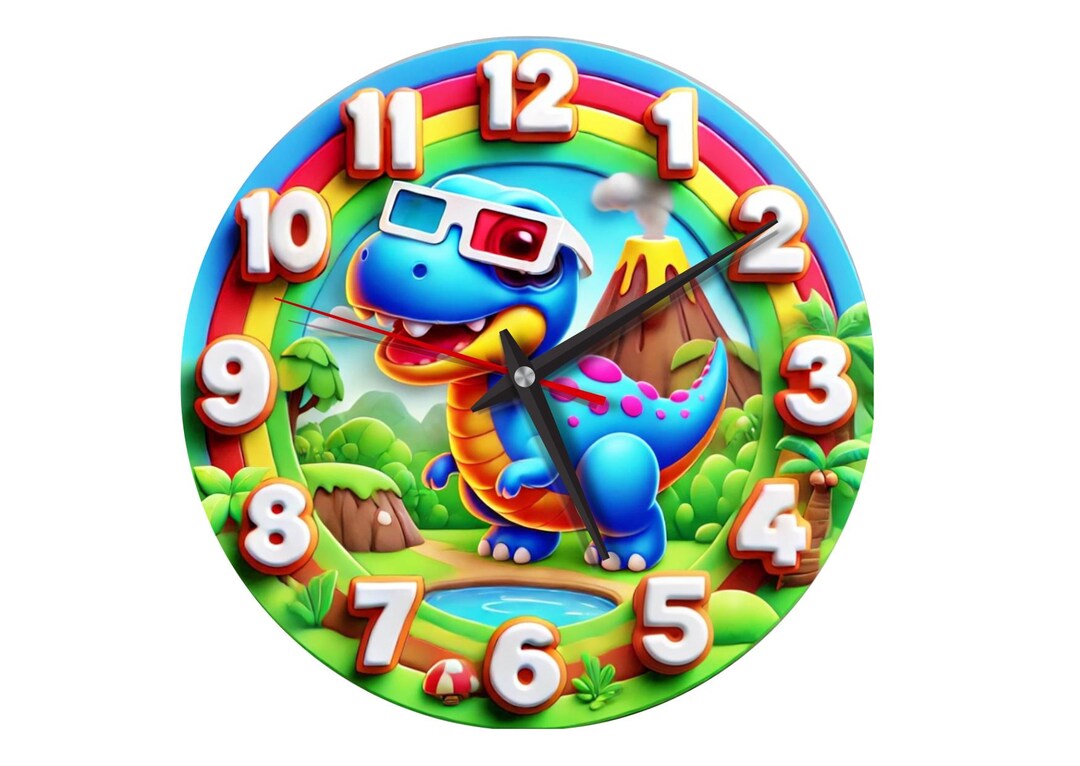 3D Dinosaur Wall Clock: Kids Cartoon Room Decor - Etsy