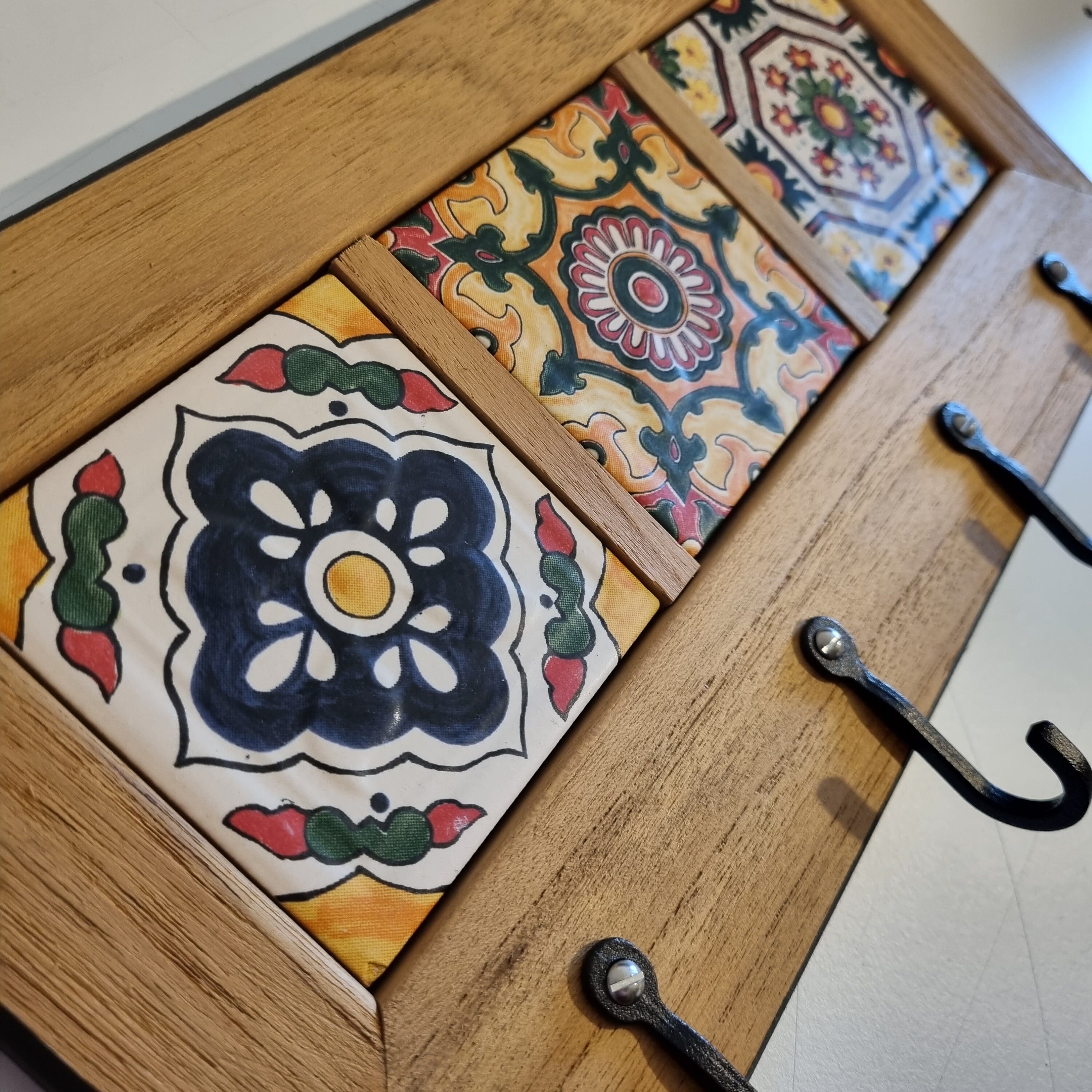 Solid Reclaimed Teak Wood Key Holder & Coat Rack – Durable Wall-mounted ...