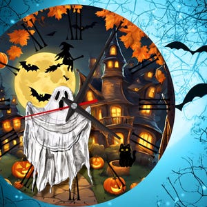 Ghost Wall Clock Unique 3D Halloween Decoration, Large and Spooky ...