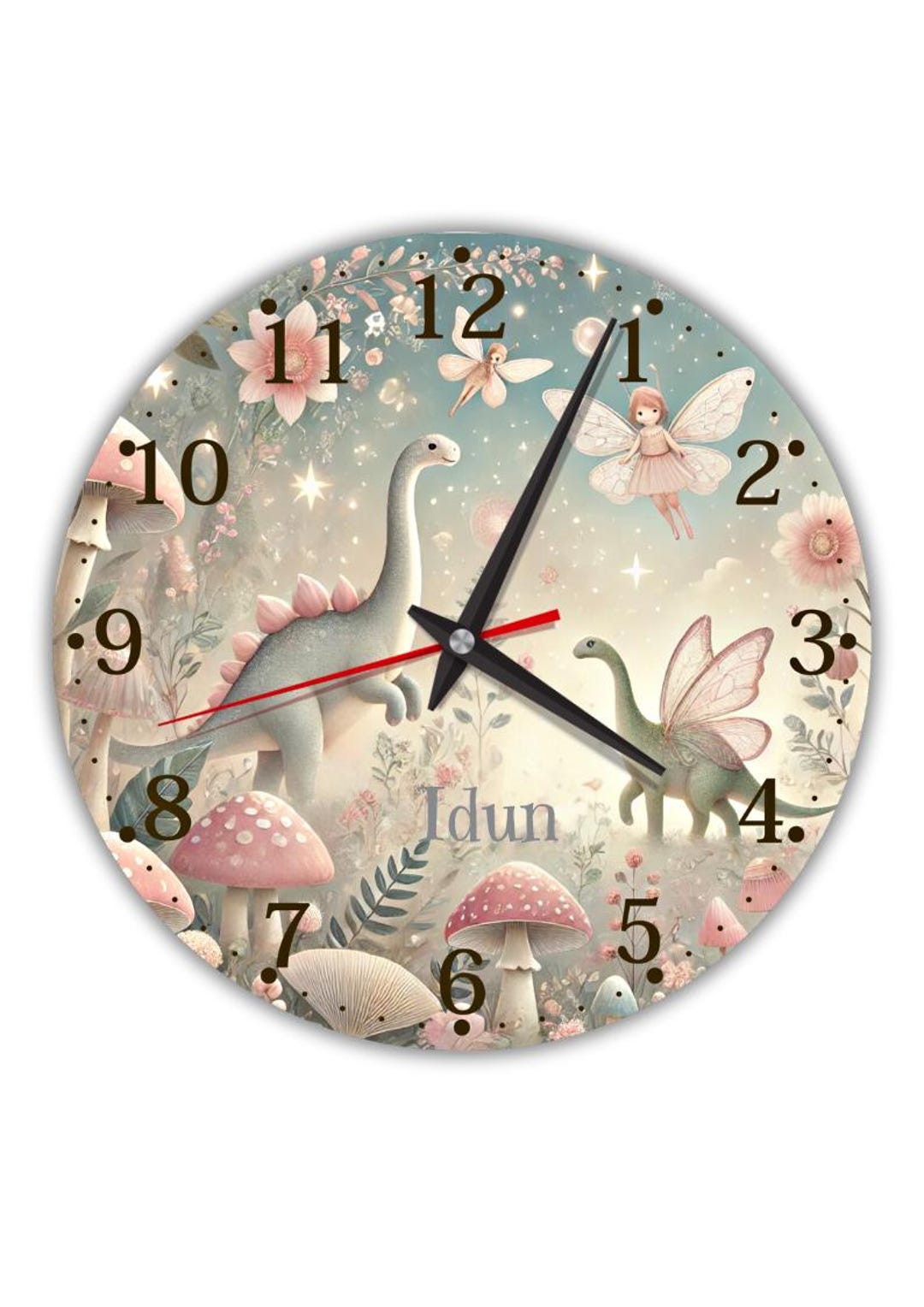 Kids Wall Clock - Fairies Tale With Personalizen Name, Wood Clock ...