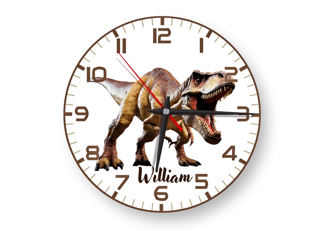 T-rex Wall Clock ,kids Wall Clock, Wood Clock, Large Clock - Kids Clock ...