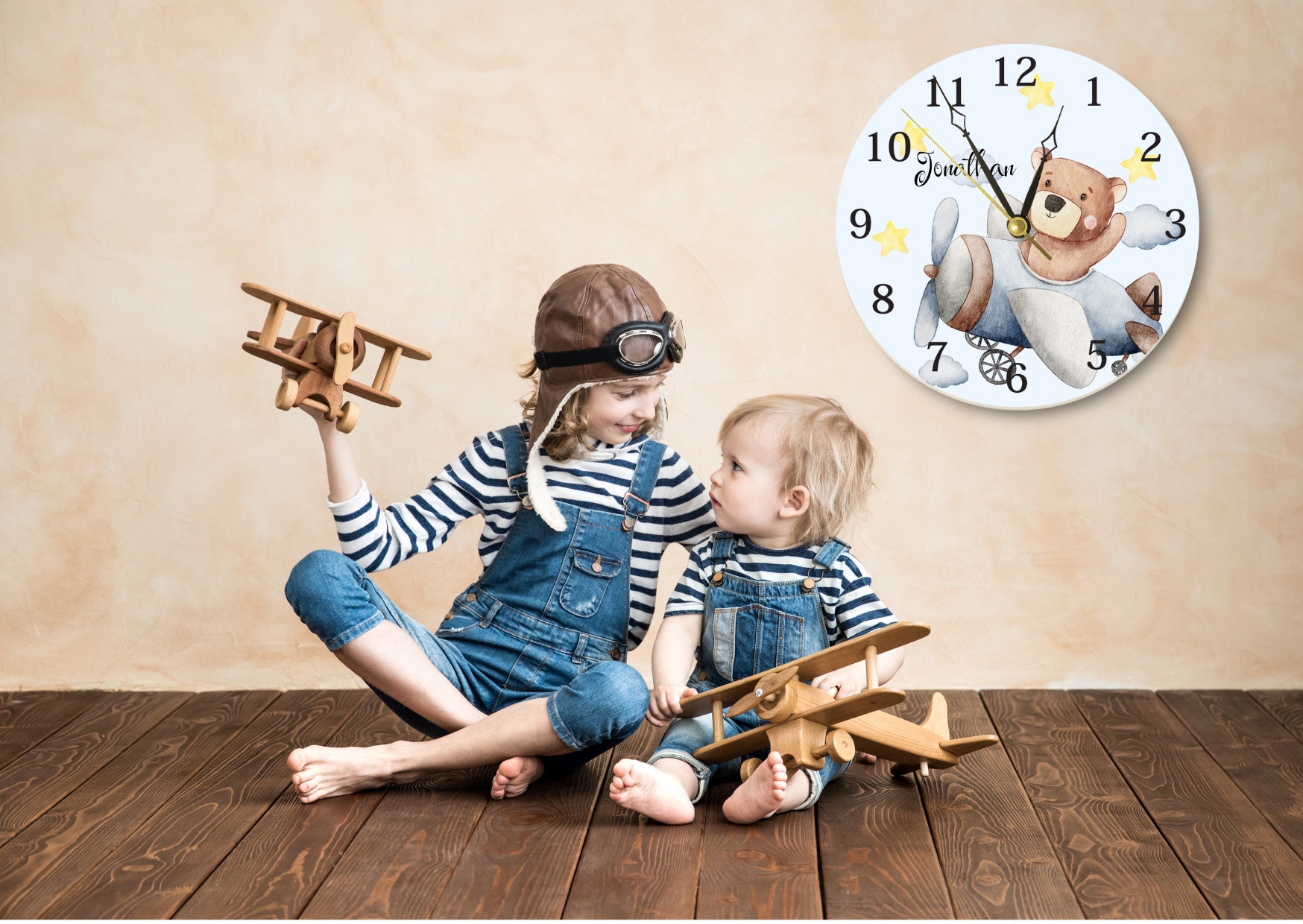 Baby Wall Clock Cute Teddy Bear Wall Clock With Personalized - Etsy