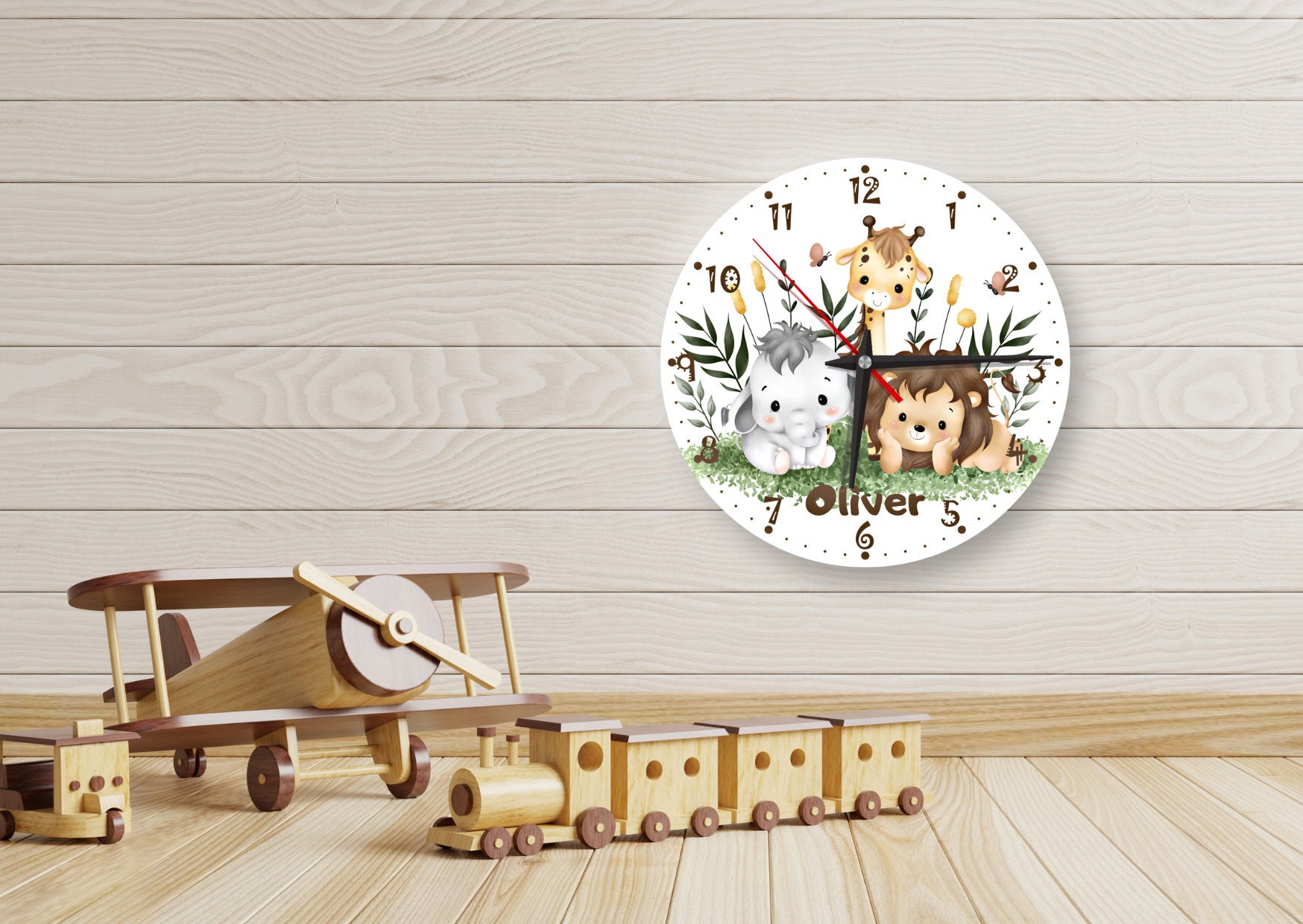 Customjungle Animal Wall Clock for Children, Wild Animal Wall Clock ...