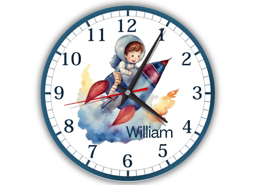 Personalized Astronaut Rocket Wall Clock: Space Nursery Decor - Etsy