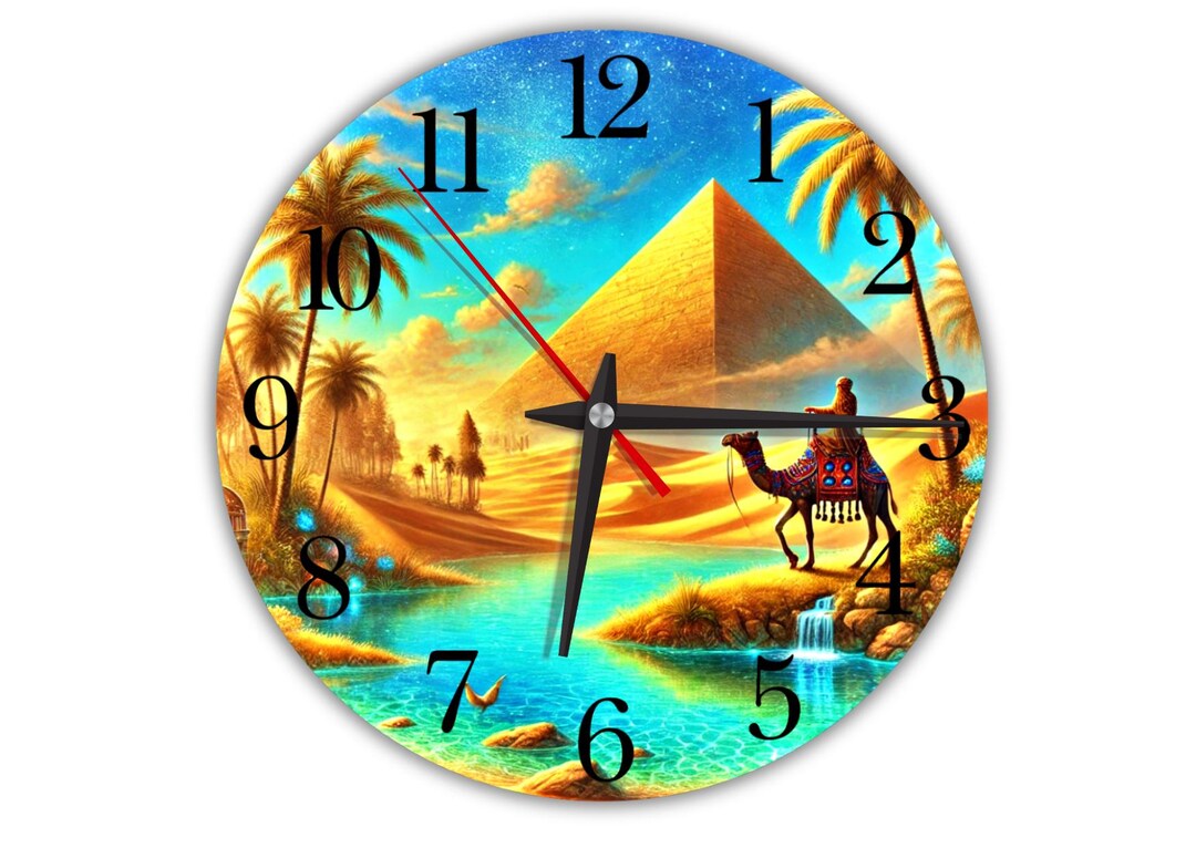 Egyptian Wall Clock - Pyramid Home Decor, Exotic Gift, Desert Travel ...