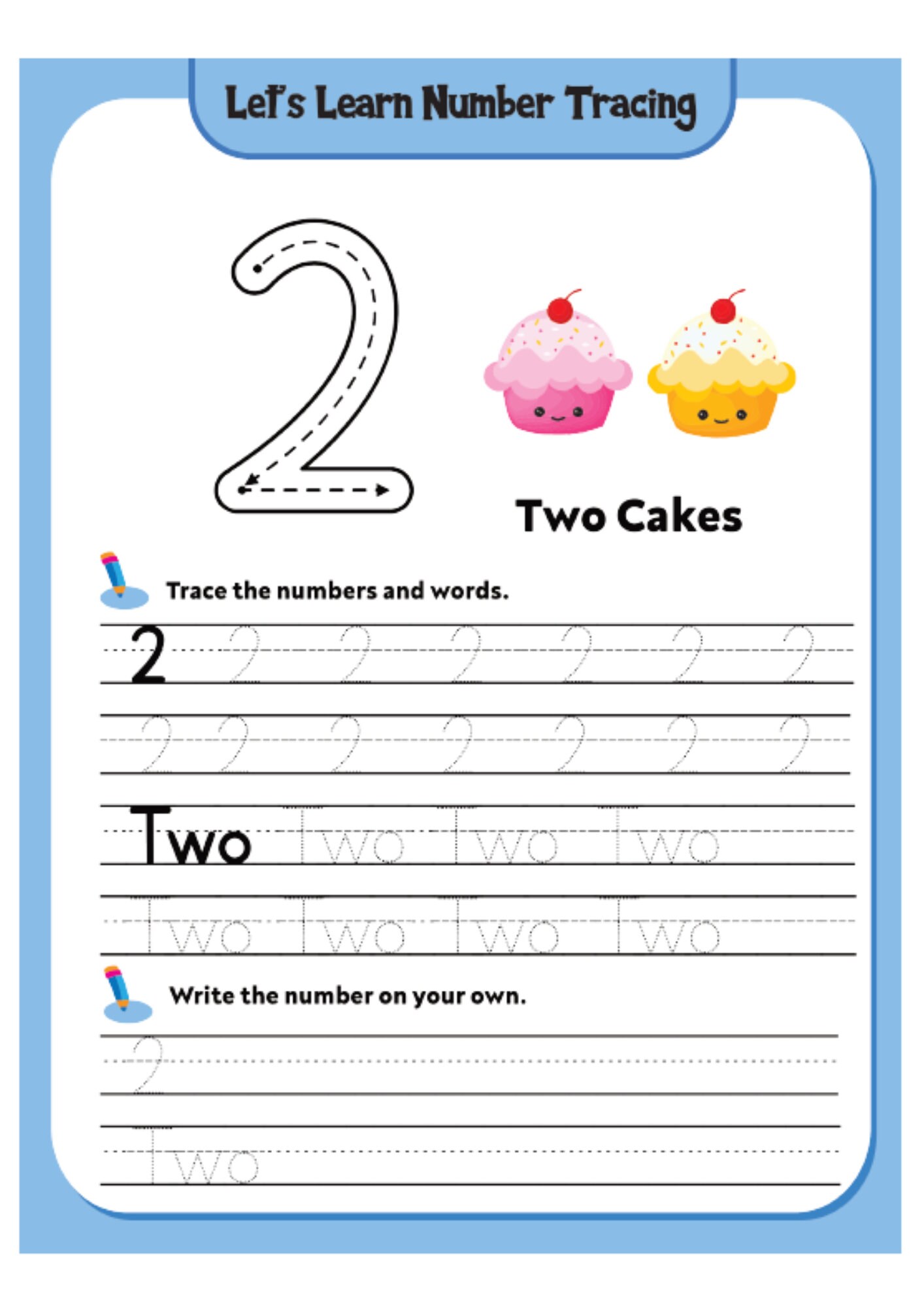 10 Pages Number Tracing Printable Worksheet. Preschool, Pre-k ...