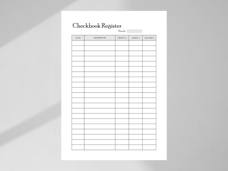 Printable Checkbook Register, Financial Planner Insert, Transaction ...