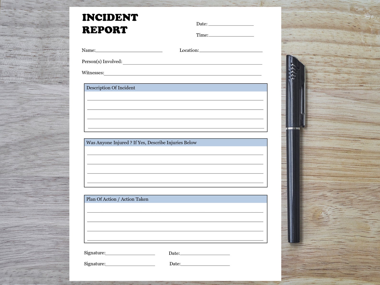 Incident Report Form | Incident Reporting Template | Incident Form ...