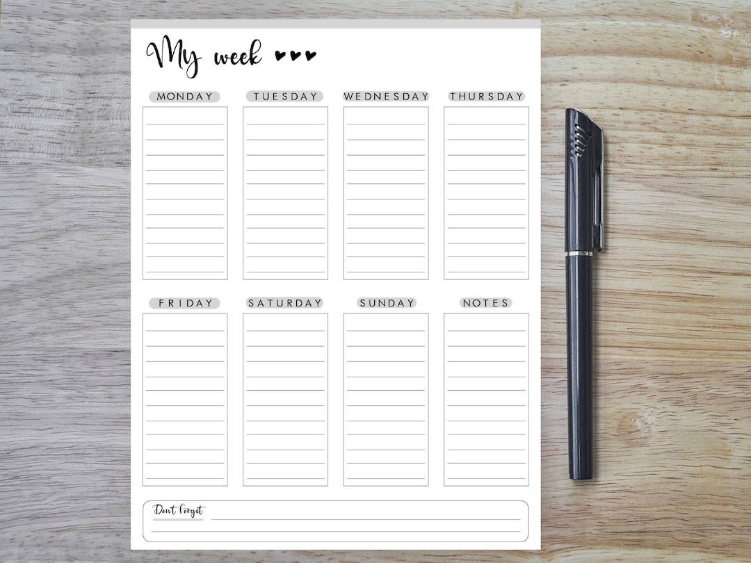 Weekly to Do List Printable, Weekly Task List Template, Weekly Planner ...