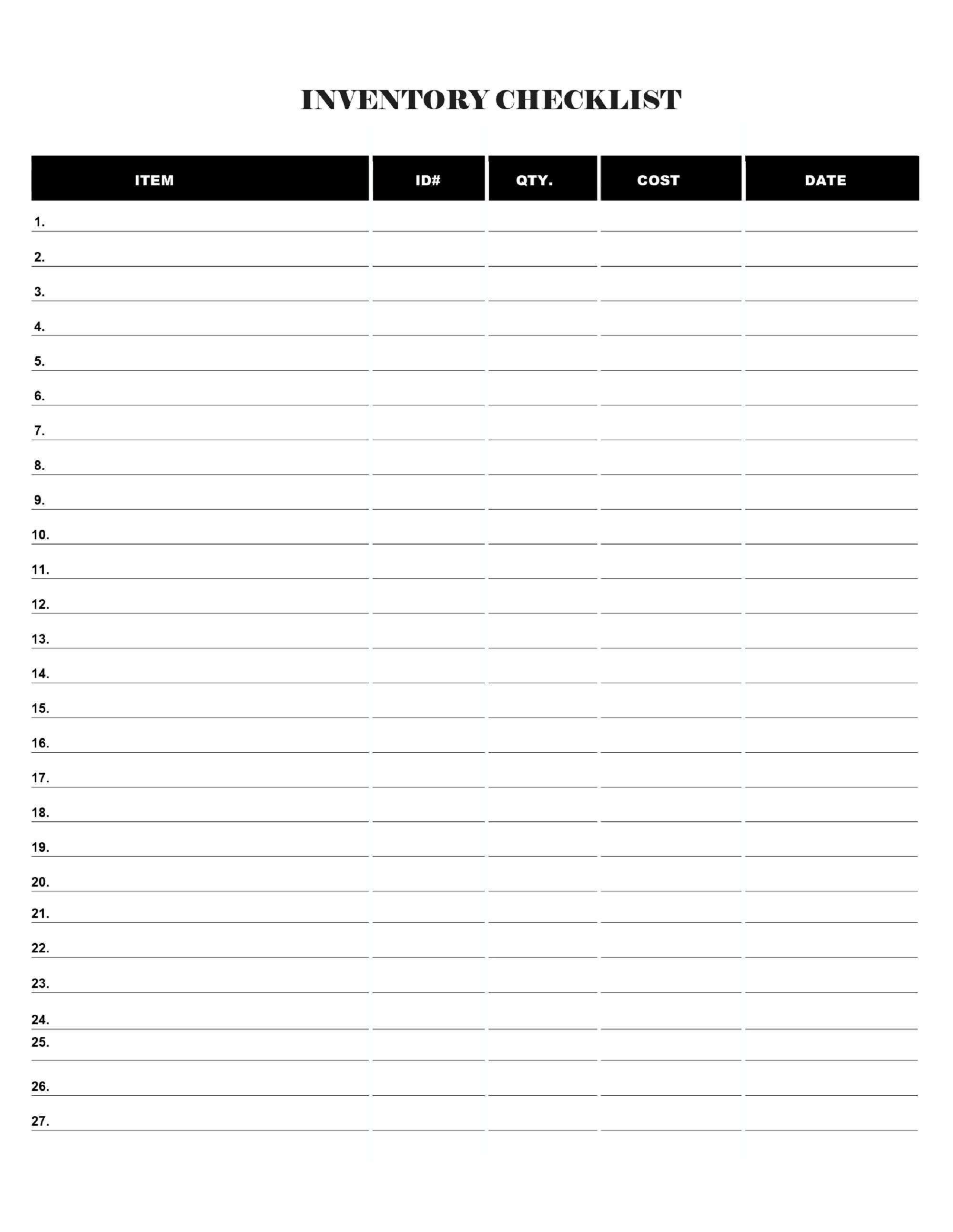 Inventory Checklist, Item Tracker, Expense Tracker, Printable Item ...