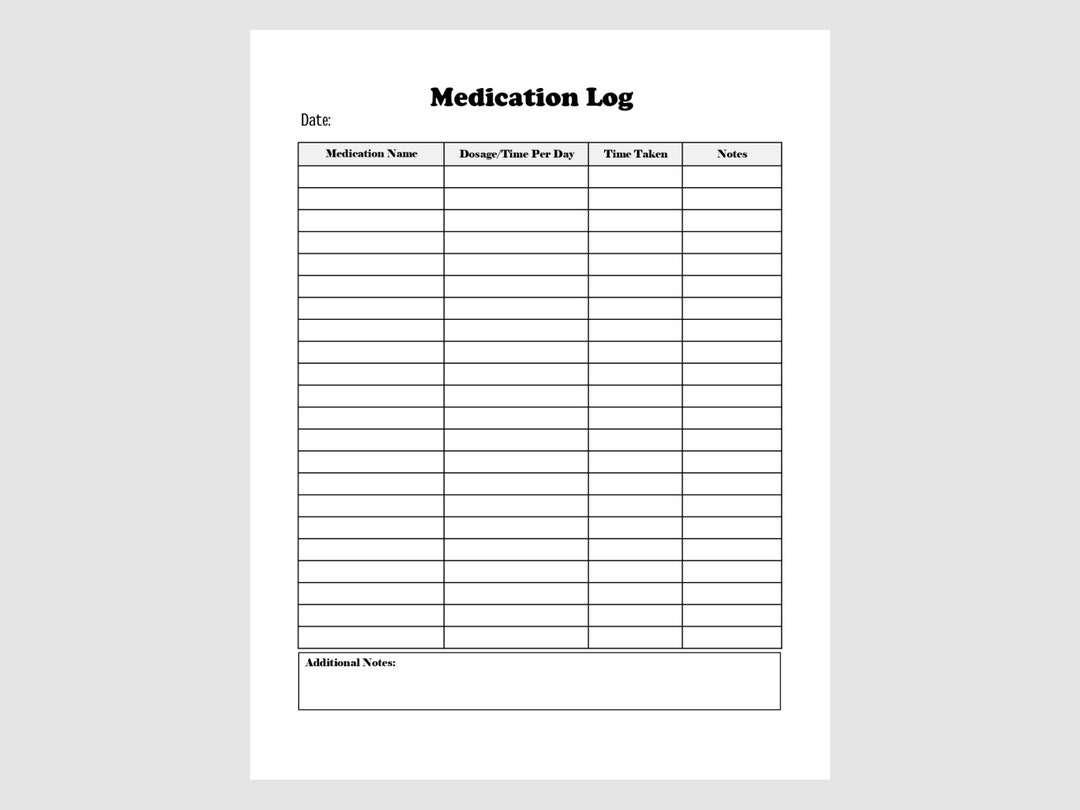 Printable Medication Log,medication Tracker, Medication Organizer ...