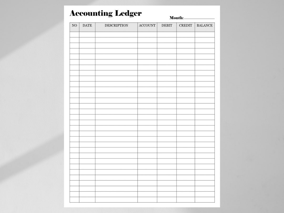 Accounting Ledger, Fillable and Printable Accounts Template, Business ...
