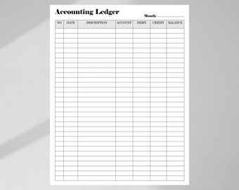 Accounting Ledger, Fillable and Printable Accounts Template, Business ...