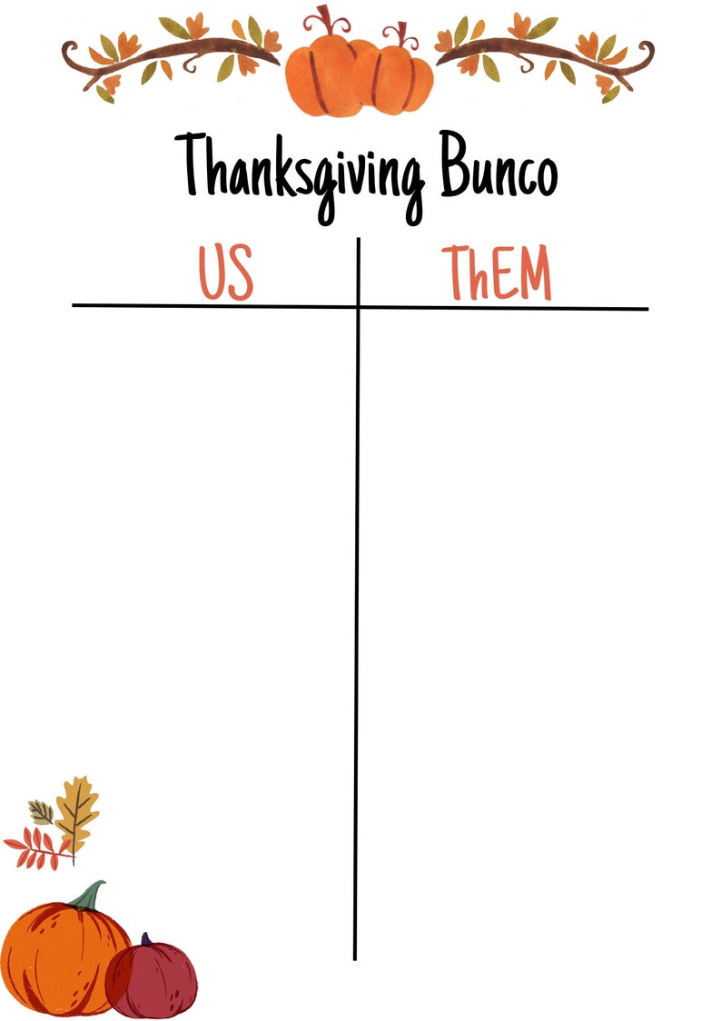 Thanksgiving Bunco, Thanksgiving Bunco Night, Thanksgiving Bunco Score ...