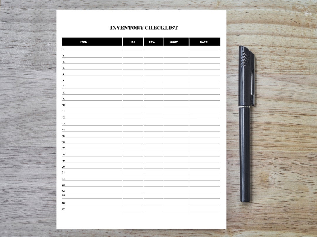 Inventory Checklist, Item Tracker, Expense Tracker, Printable Item ...