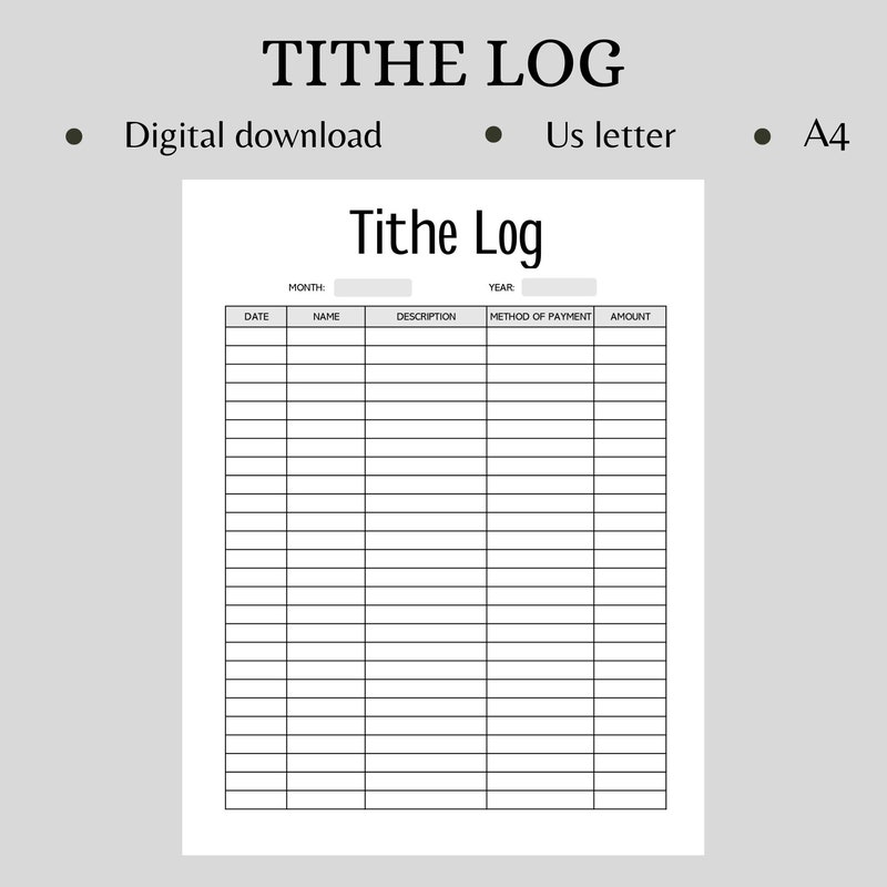 Church Tithe Log - Etsy