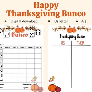 Thanksgiving Bunco, Thanksgiving Bunco Night, Thanksgiving Bunco Score ...