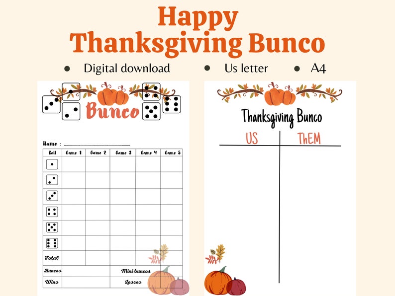 Thanksgiving Bunco, Thanksgiving Bunco Night, Thanksgiving Bunco Score ...