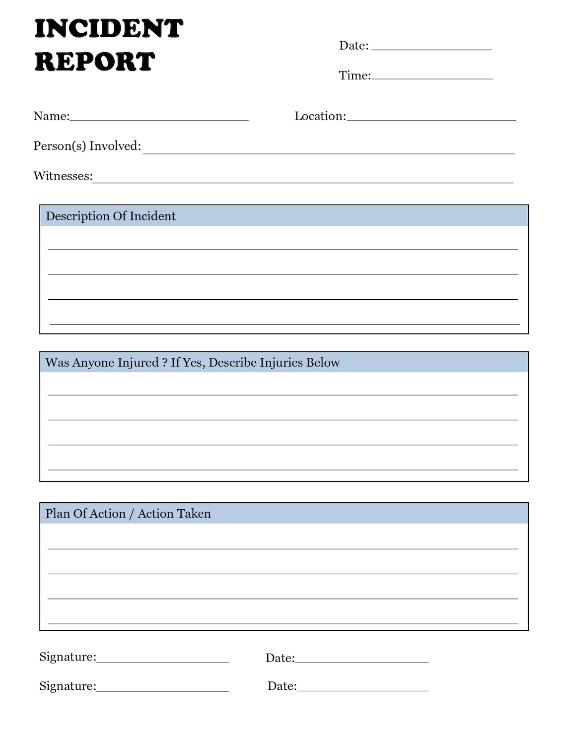 Incident Report Form | Incident Reporting Template | Incident Form ...
