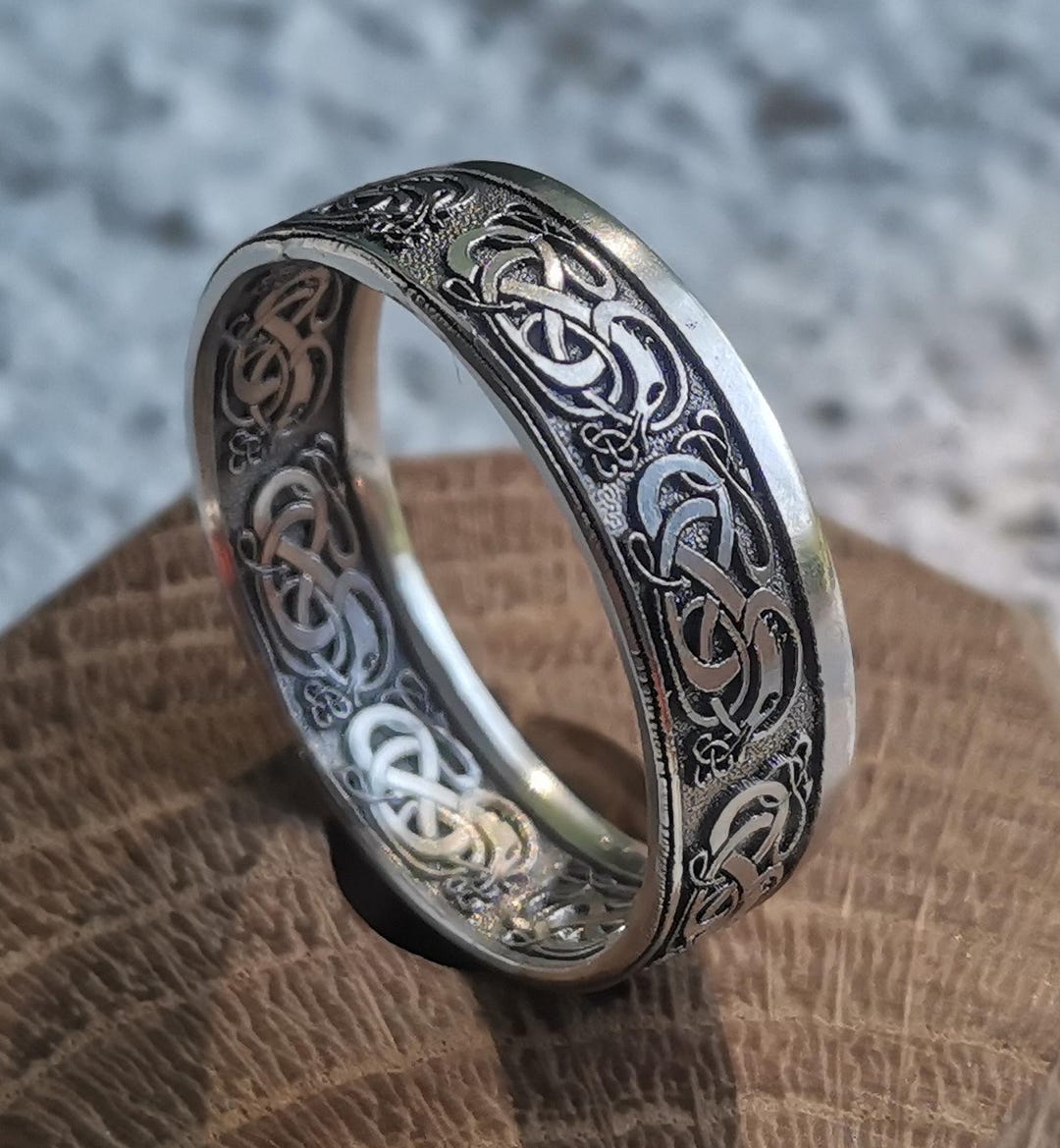 Jormungandr Coin Ring / Viking Ring Warrior Jewelry Celtic Ring Pagan ...