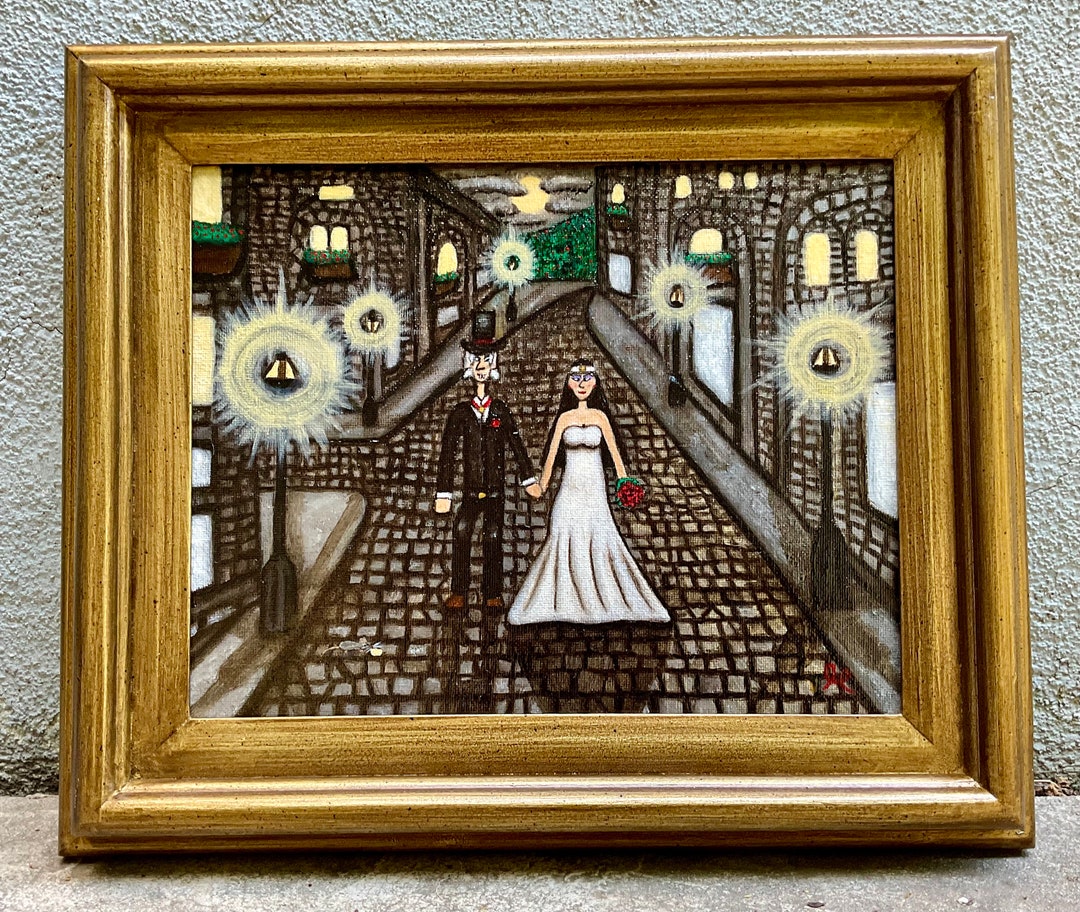 Original Vampire Wedding Monster Bride and Groom Framed Oil Painting - Etsy