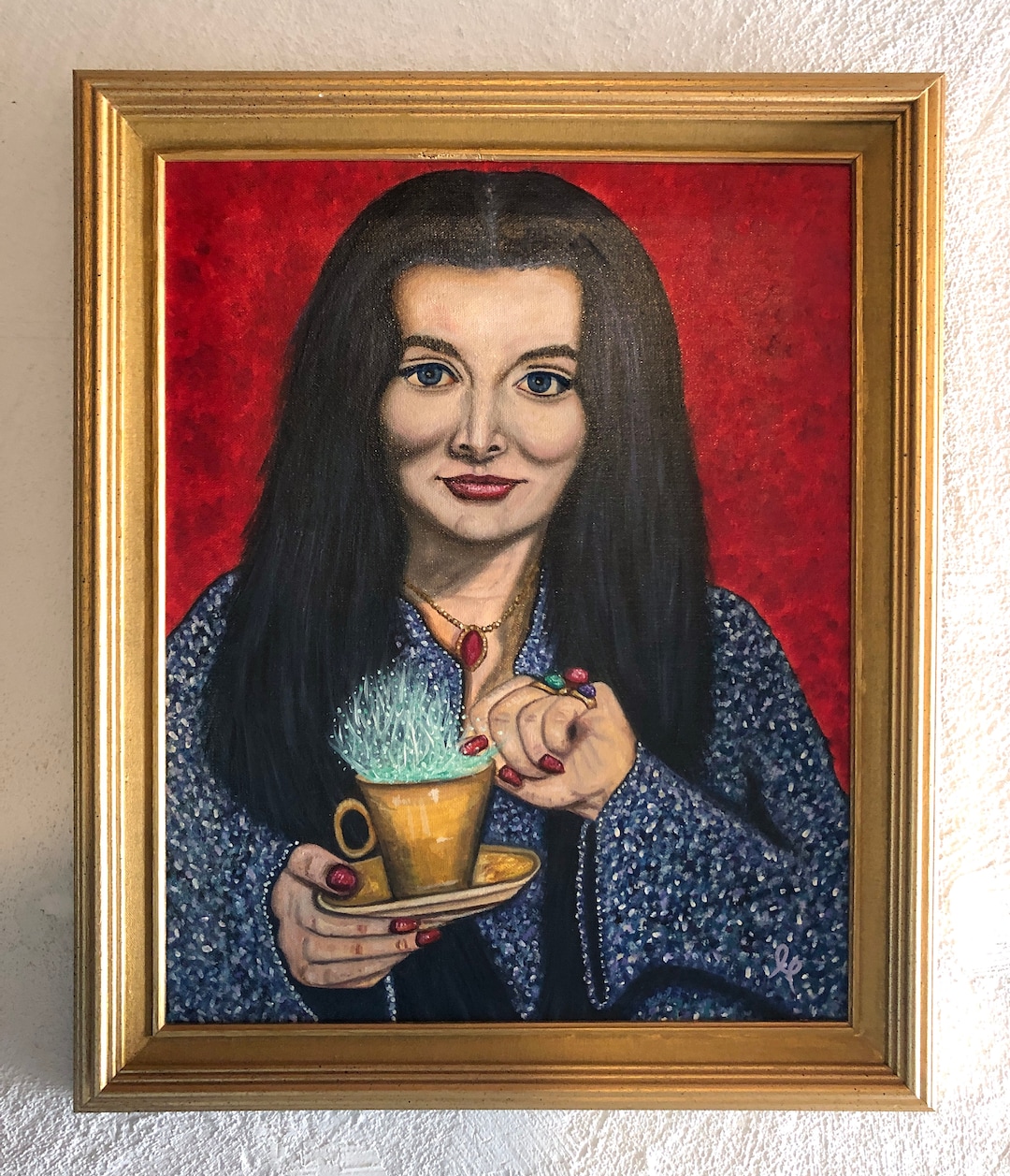 Original Morticia "eyes Follow" Framed Oil Painting Portrait Addams ...