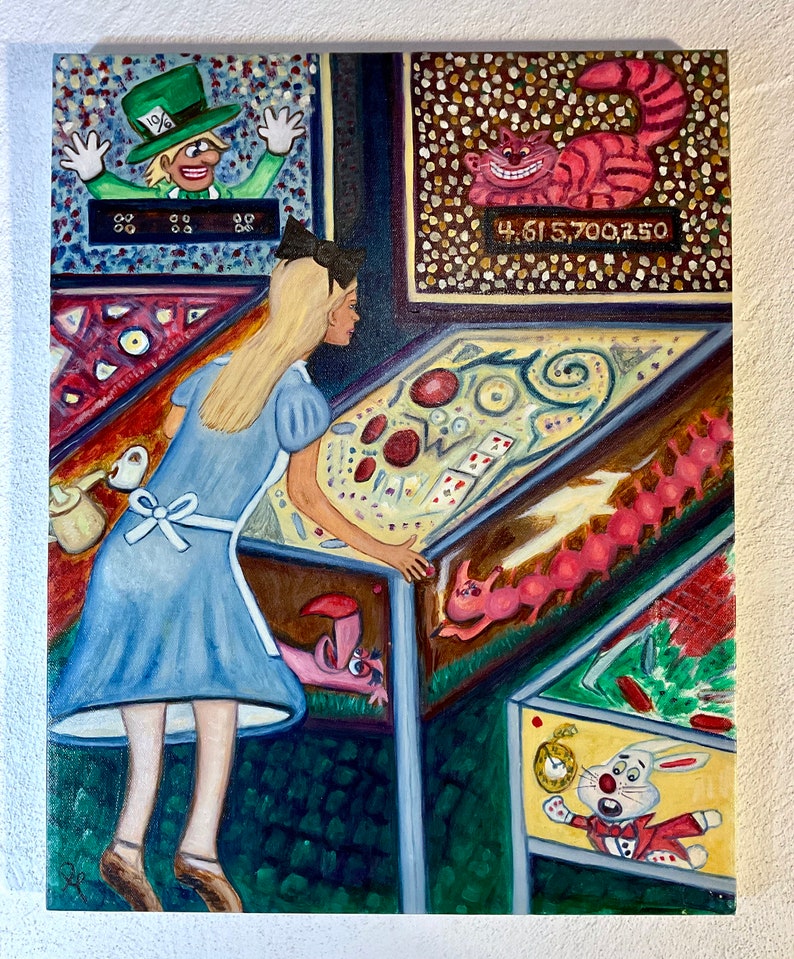 Original Wonderland Pinball Painting - Etsy