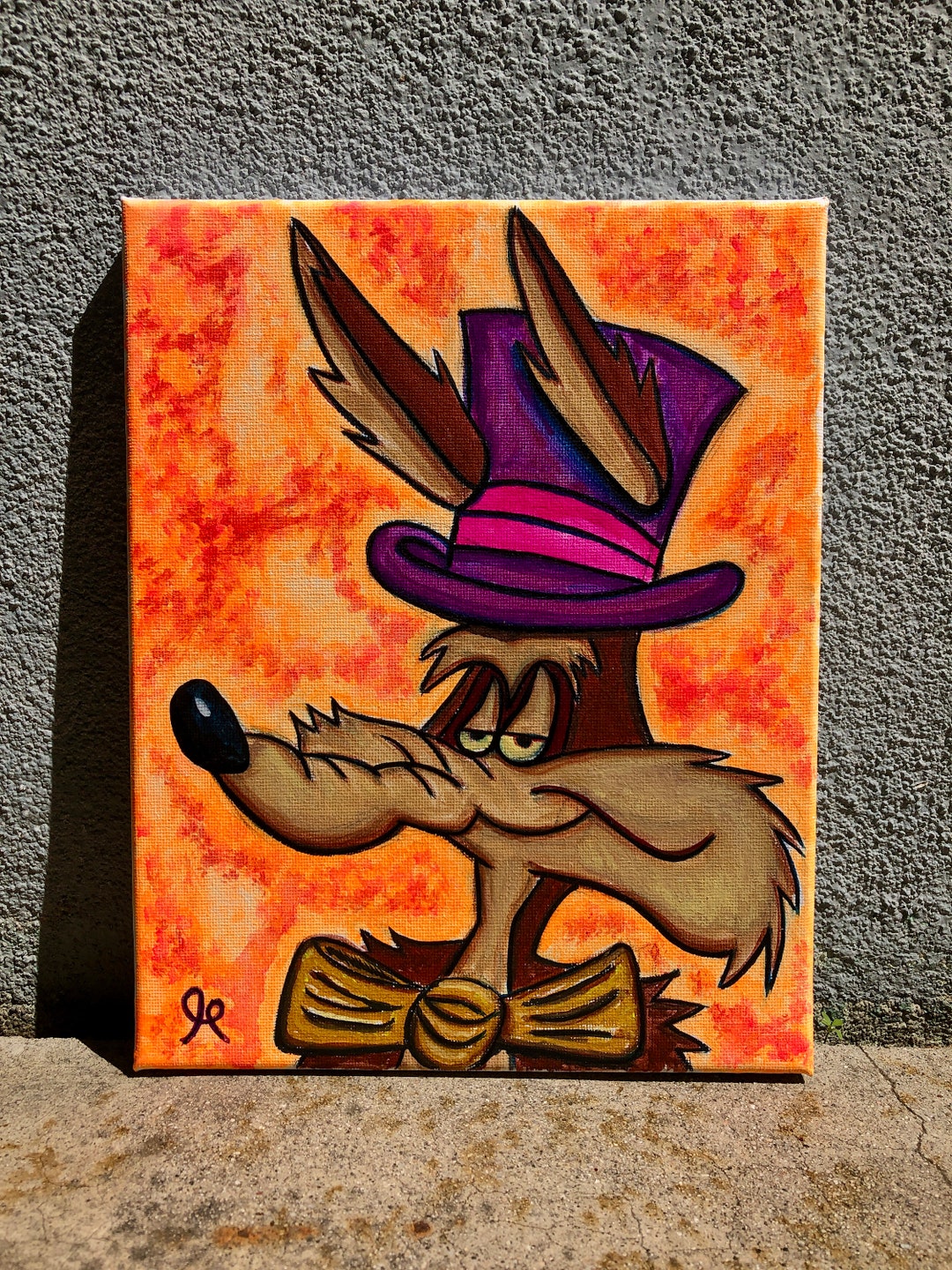 Original Wile E Coyote Willy Wonka Gouache Portrait Painting - Etsy